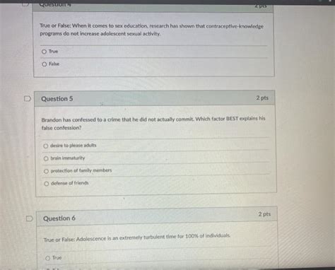 Solved Question ΖΕΣ True Or False When It Comes To Sex