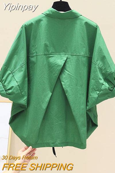 Yipinpay Summer New Bat Sleeve Shirt Women Loose Casual Hem Waist Short