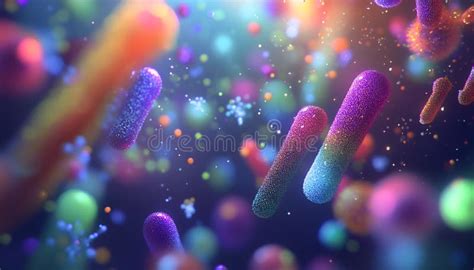 Microscopic View Of Diverse Microorganisms And Abstract Cellular