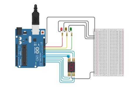 Circuit Design Semaforo Contador Tinkercad