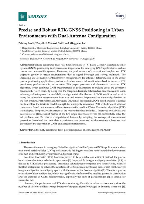 PDF Precise And Robust RTK GNSS Positioning In Urban Environments