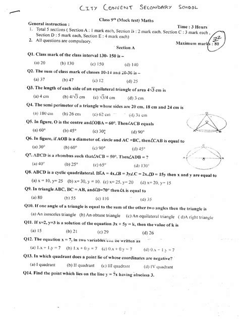 Maths Mock Test Pdf