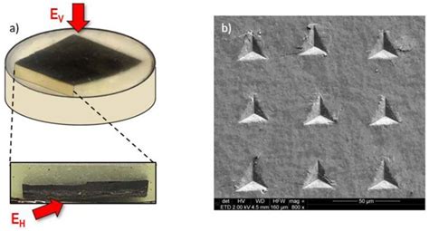 a ash bed top and side view b sem image of a 3x3 indentation grid