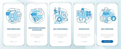 Mobile App Screen For Coping With Ptsd Blue Onboarding And Strategies