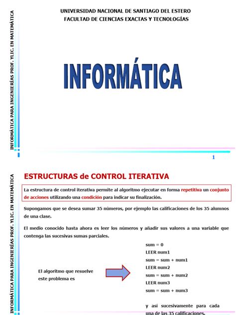 Clase 4 Estructuras Iterativas 23 Informática Unse Pdf Flujo De