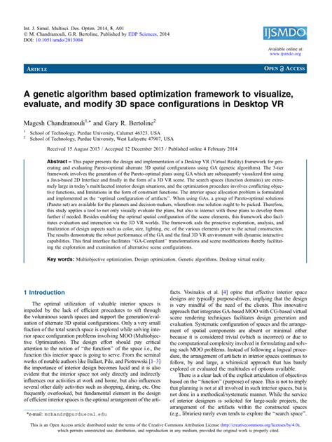 PDF A Genetic Algorithm Based Optimization Framework To Visualize