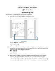 Quiz2A Solution CSCE 513 Computer Architecture Docx CSCE 513 Computer