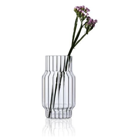 Fferrone Contemporary Czech Glass Albany Medium Fluted Vase Handcrafted