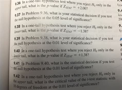 Solved In A One Tail Hypothesis Test Where You Reject H 0