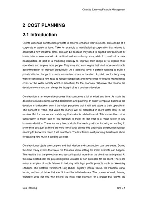 Unit 2 Cost Planning Pdf Index Economics Inflation