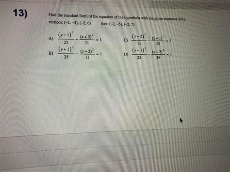 Solved 11 Identify The Conic By Writing The Equation In