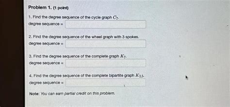 solved problem 1 1 point 1 find the degree sequence of