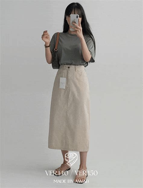 [140 150ver] 예쁘진 슬랍면롱스커트 키작녀 기장선택 에이블리