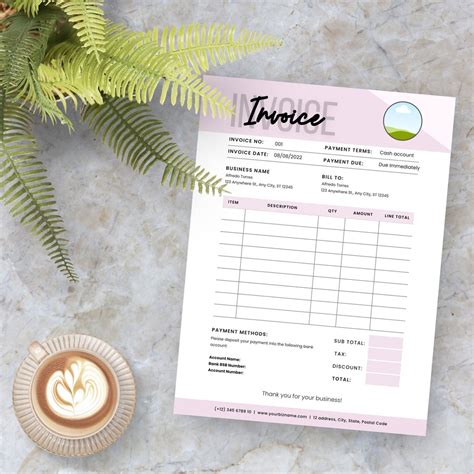 Simple Invoice Template Instant Download Editable Doc On Canva PDF Download Printable