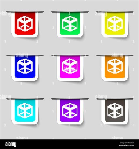 3d Cube Icon Sign Set Of Multicolored Modern Labels For Your Design