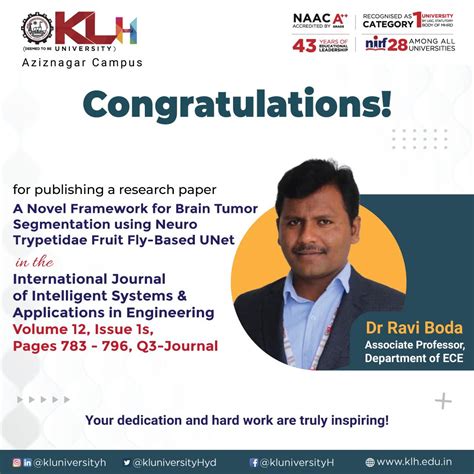 Kl University H Congratulations Dr Ravi Boda Associate