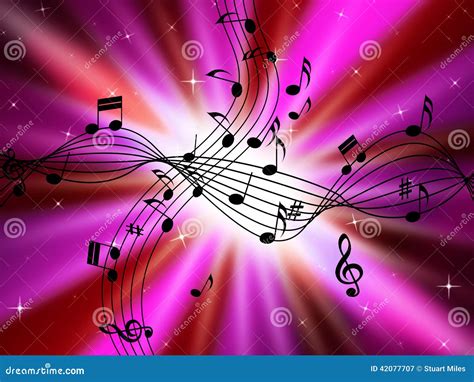 Pink Music Background Shows Musical Instruments And Brightness Stock