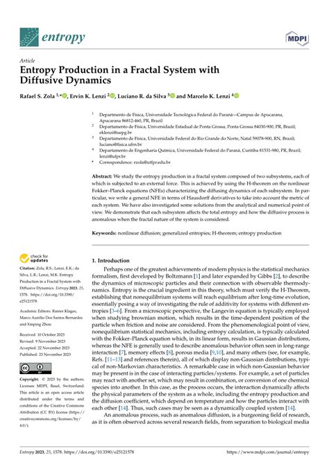 Pdf Entropy Production In A Fractal System With Diffusive Dynamics