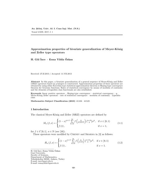 Pdf Approximation Properties Of Bivariate Generalization Of Meyer