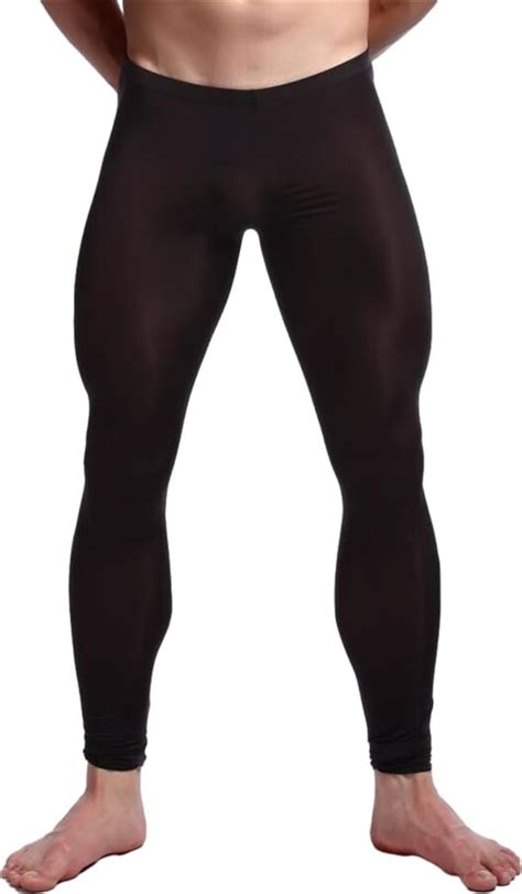Baronhong Mens Sexy Mesh Sheer Pants Long Johns Night Pants Muscle