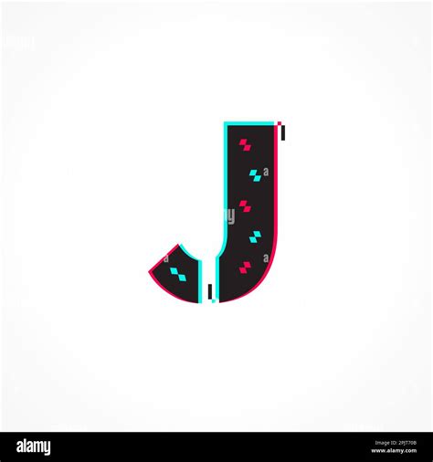 Abstract Glitch Effect Corporate Identity Letter J Logo Design Stock