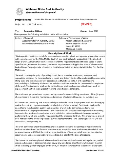 Fillable Online Request For Proposal Deep Well Pump Rfp Posted Fax