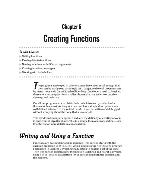 chapter 06 creating functions chapter 6 creating functions in this
