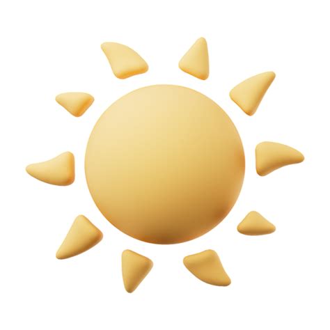 3D Cartoon Weather Is Sunny Sun Sign Isolated On Transparent