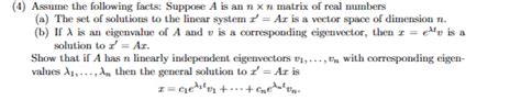 Solved Assume The Following Facts Suppose A Is An Nn Chegg