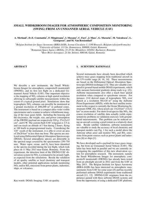 Pdf Small Whiskbroom Imager For Atmospheric Composition Monitoring Swing From An Unmanned