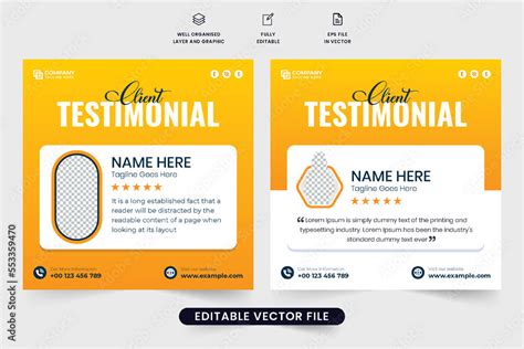 Creative Testimonial Design With Yellow And Dark Colors For Business Feedback Client Service