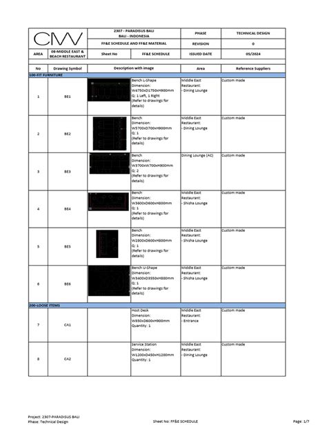 52307 08 Int Ffande Schedule And Ffe Material Pdf Restaurants