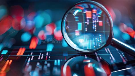 magnifying glass over digital data stock illustration illustration of