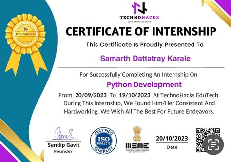 Samarth Karale On Linkedin Pythondevelopment Internshipjourney