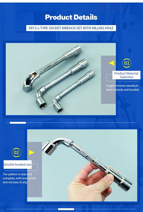 6pcs L Type Socket Wrench Set With Milling Hole For Basic Home Repair