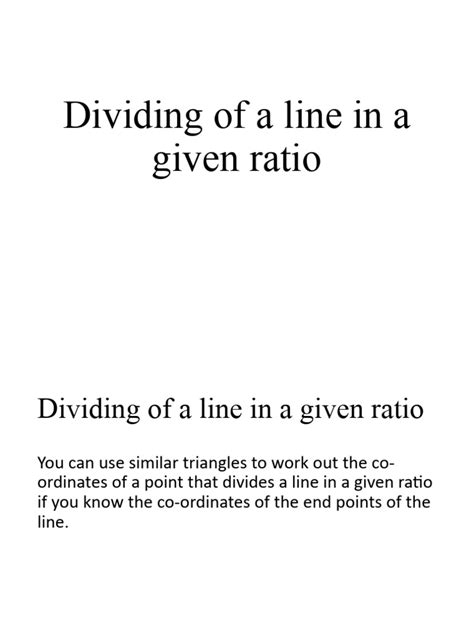 003 Dividing Of A Line In A Given Ratio Pdf Teaching Methods