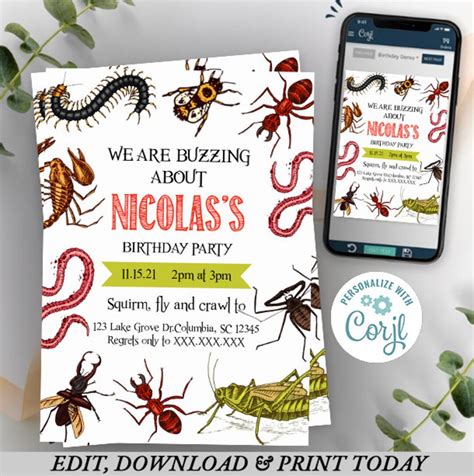 Bug Birthday Invitation Bug Invitation Bug Party Invitation Etsy