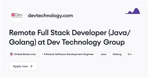 Dev Technology Group Hiring Full Stack Developer Javagolang • Remote