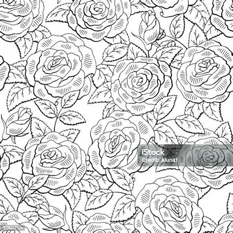 バラの花グラフィック黒白いシームレス パターン スケッチ背景イラスト いたずら書きのベクターアート素材や画像を多数ご用意 いたずら書き