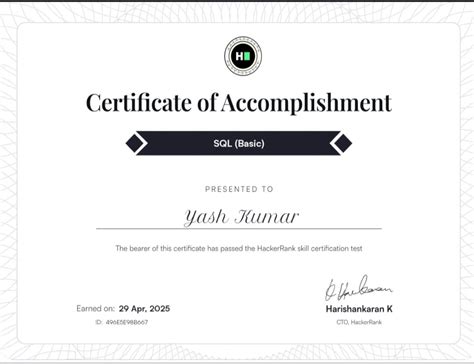 Hackerrank Sql Dataanalytics Certification Learningjourney