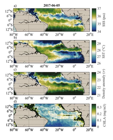 June 5 2017 Snapshot Of A Sea Surface Salinity B Sea Surface