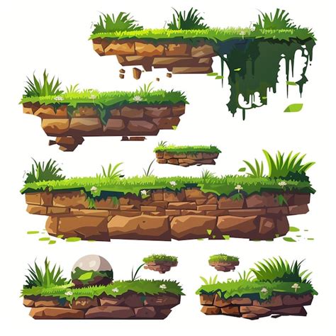 Green Ground Layer Asset Page For A D Platformer Fla Premium AI Generated Vector