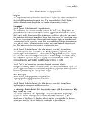 Physics 2 Lab 4 Docx Anna McBeth Lab 4 Electric Fields And Equipotentials Purpose The Purpose