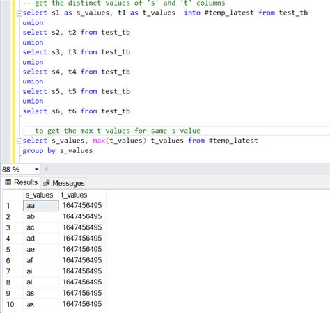 Sql Finding Latest Timestamp Per Value Across Columns And Rows