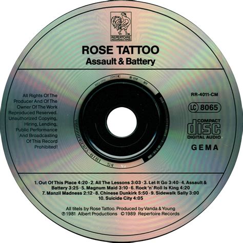 Car Tula Cd De Rose Tattoo Assault And Battery Portada
