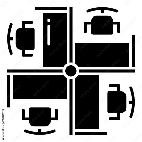 Solid Office Cubicle Icon Stock Vector Adobe Stock