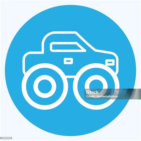 Icône Monster Truck Convient Pour Le Symbole De Léducation Style Yeux Bleus Conception Simple