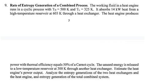 Solved Rate Of Entropy Generation Of A Combined Process Chegg