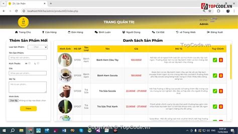 Full Code Đồ Án Website Bán Trà Sữa Bằng Php Mysql Có đầy đủ Quản Trị