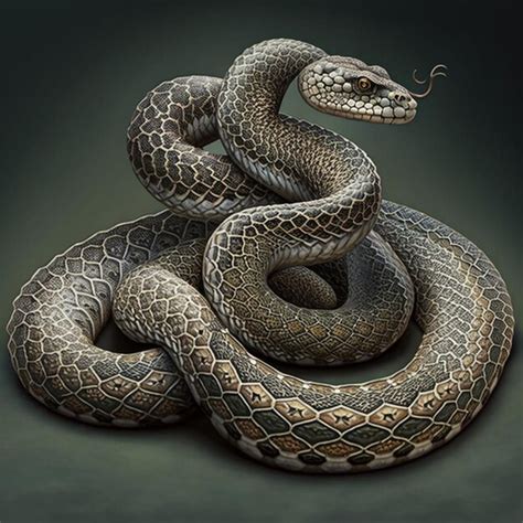 Premium Photo Painting Of A Snake Curled Up On A Green Background